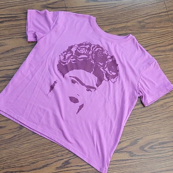 Target Tops Frida Kahlo Short Sleeve Oversized Tee Quote On Back Purple Pink Poshmark